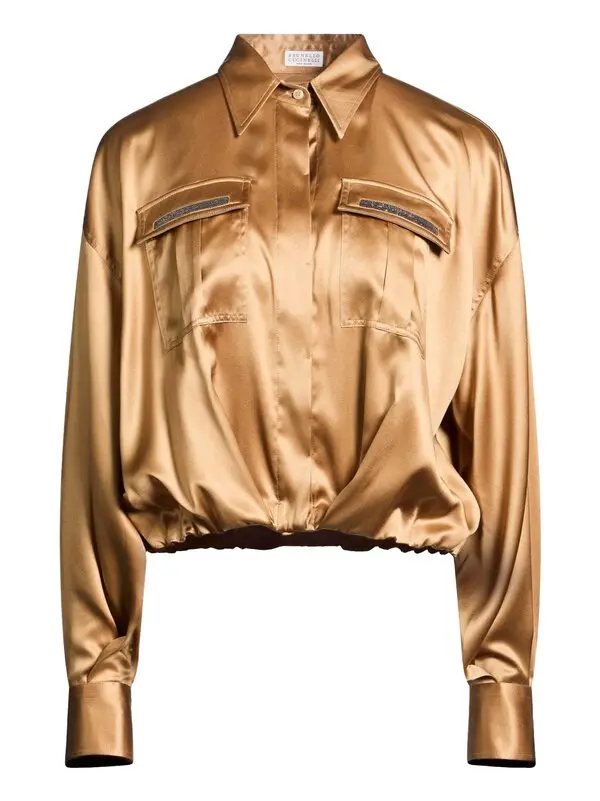 Brunello Cucinelli Solid-color Comfortable Embroidered Blouse - Brown