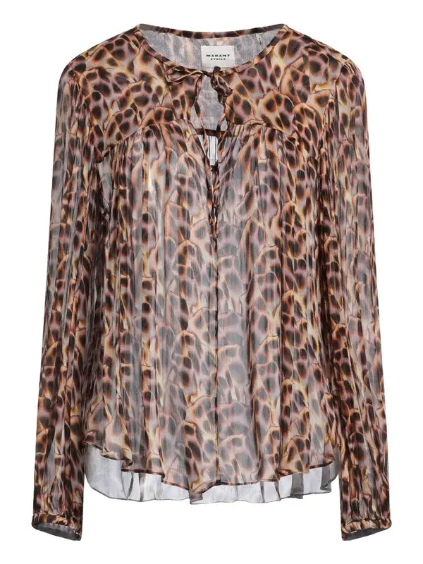 Isabel Marant Étoile Long Sleeve Top With Shell Pattern - Brown
