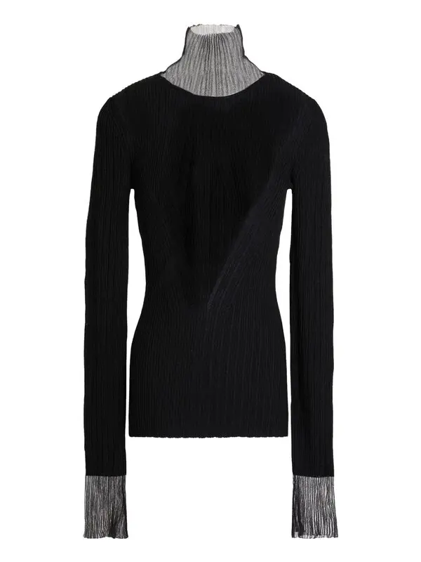 Sportmax Solid Color Turtleneck Long-sleeve Knit Sweater - Black
