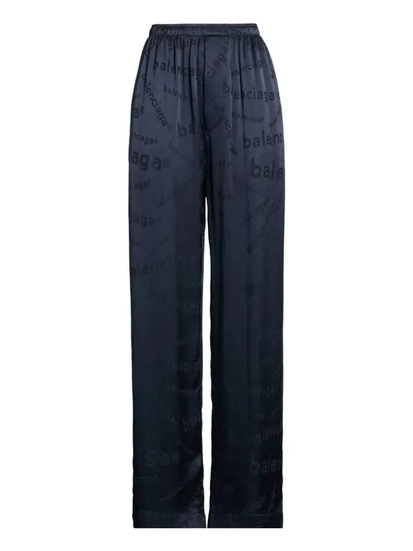 Balenciaga Logo Jacquard Satin Trousers - Black