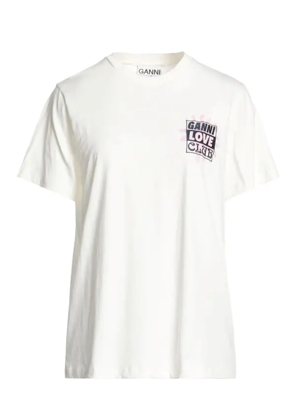 GANNI Embroidered Short Sleeve T-shirt - White