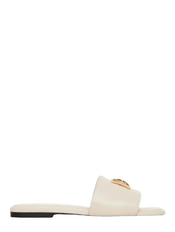 ANINE BING Square-toe Logo Leather Sandals - Nude