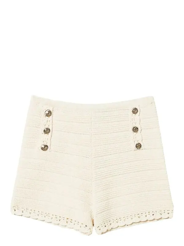 TWINSET Crochet Detailed Knitted Shorts - White