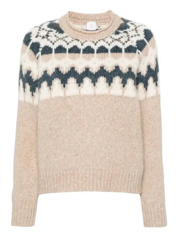Eleventy Intarsia Pattern Knitted Jumper - Nude