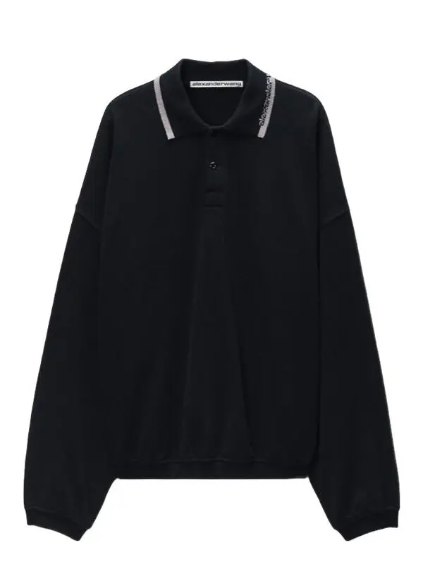 Alexander Wang Long-sleeved Polo Shirt - Black