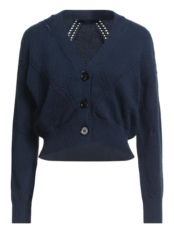 Max Mara Ribbed Knit V-neck Cardigan - Black