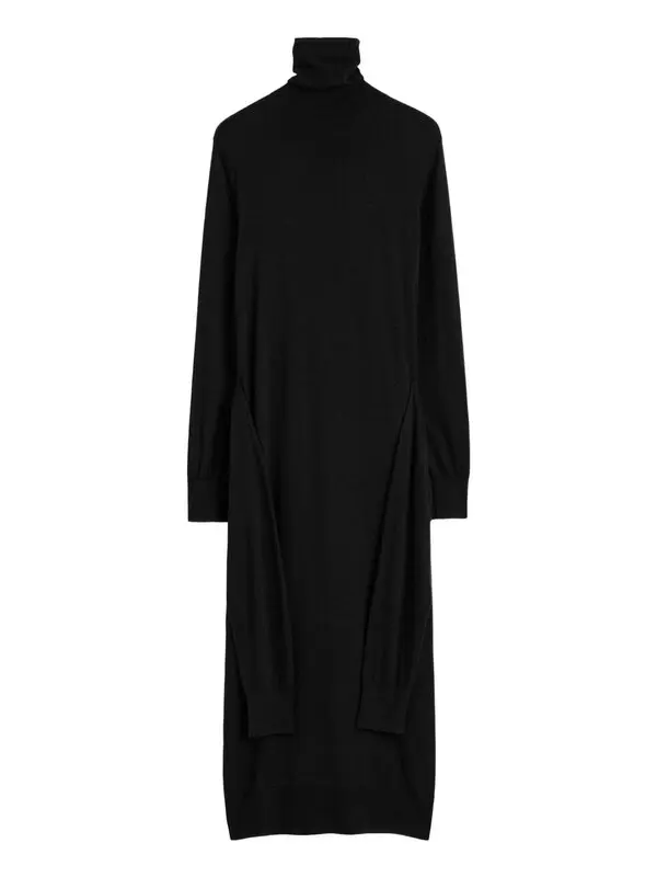TOTEME Double Sleeve Turtleneck Midi Dress - Black