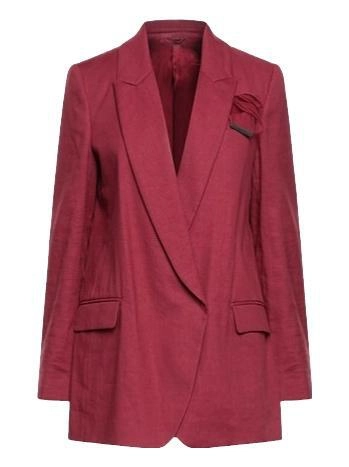 Brunello Cucinelli Single-breasted Coat With Detachable Application - Red