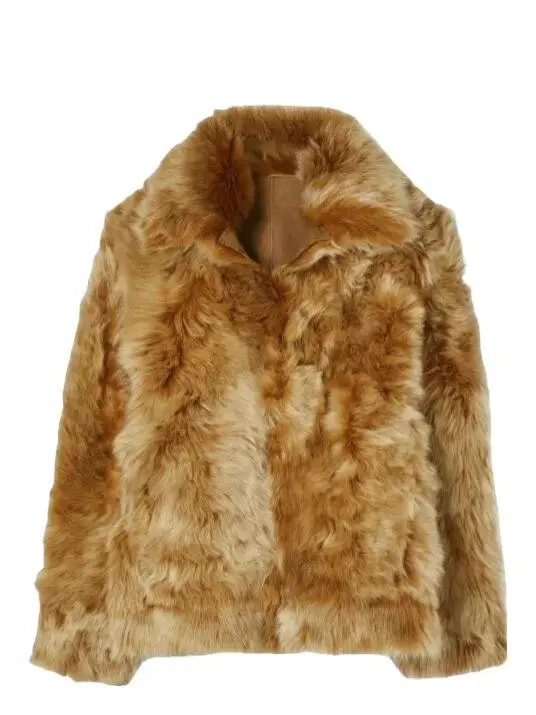 Tory Burch Shearling Jacket With Fur Trim - Brown