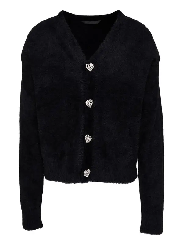 Balenciaga Embellished Button Knit Cardigan - Black