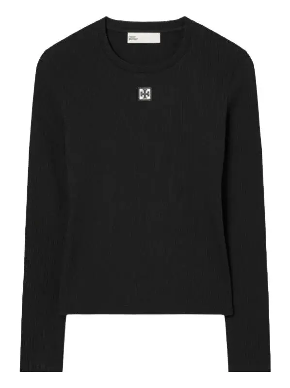 Tory Burch Logo Cotton T-shirt - Black