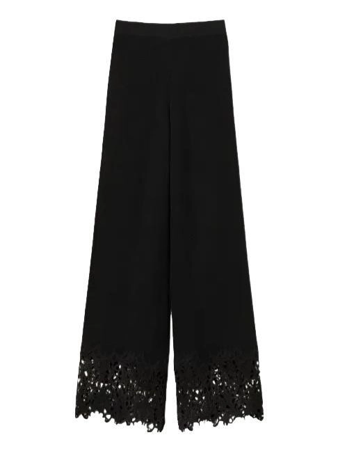 TWINSET Lace-hem Straight Trousers - Black