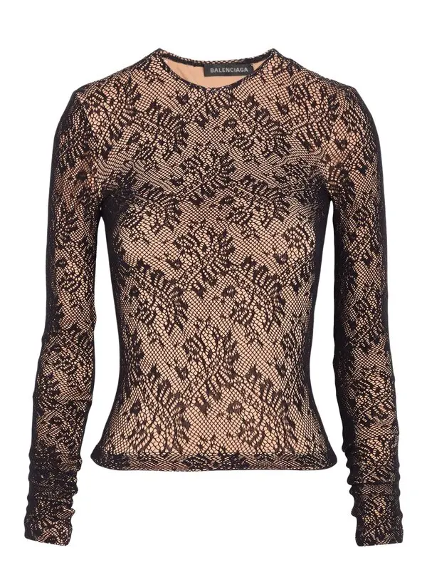 Balenciaga Lace Long-sleeve Top - Black