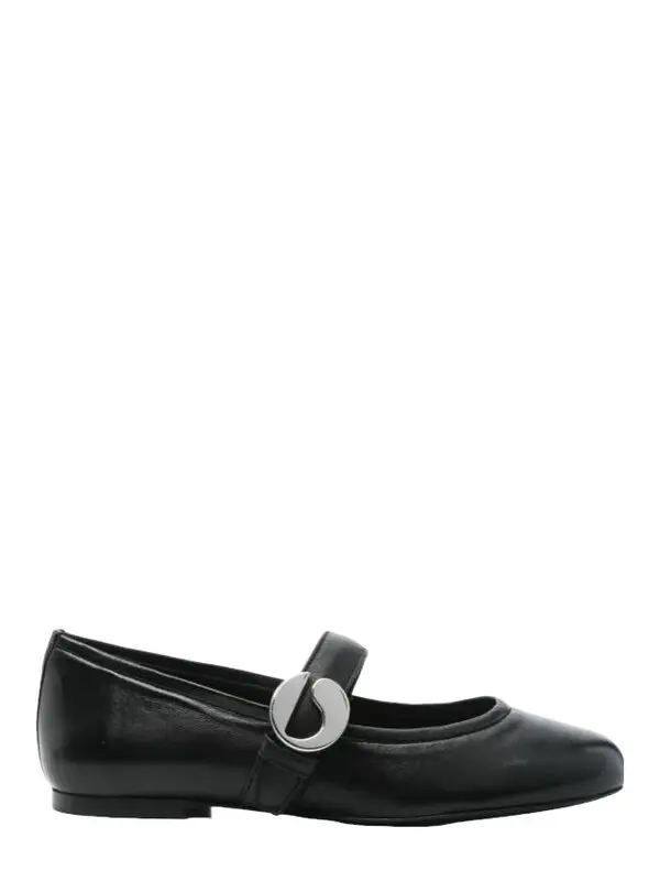 Coperni Leather Ballet Flats With Logo Buckle - Black