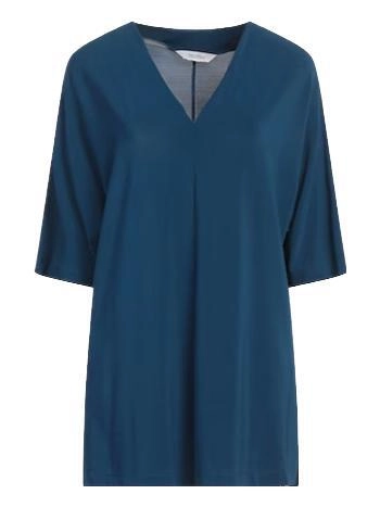Max Mara Solid Color Short-sleeve V-neck T-shirt - Blue