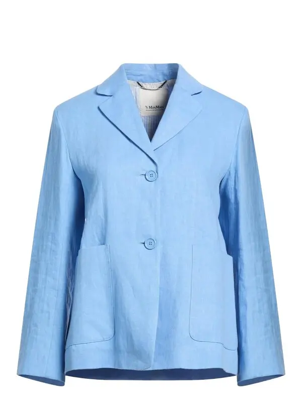 Max Mara Single-breasted Linen Blazer - Blue