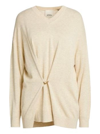 Isabel Marant Étoile Wool Knit V-neck Top With Appliqué Detail - Nude