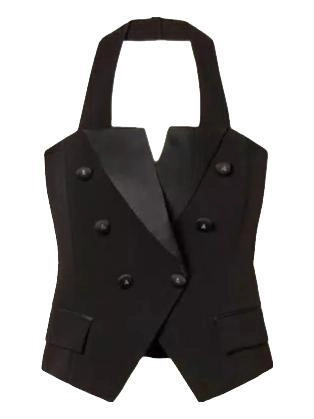TWINSET Logo Button Vest - Black