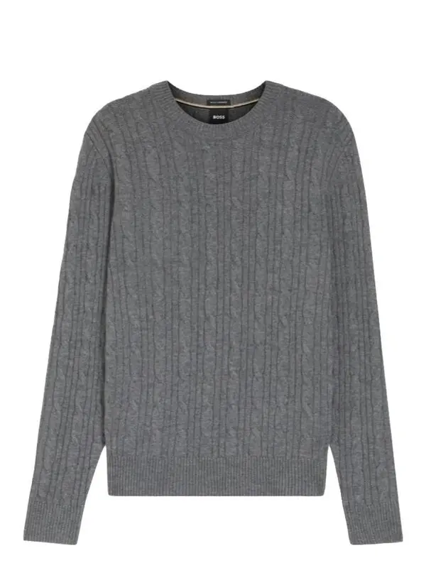 Hugo Boss Long-sleeved Sweater With Ribbed Details - Grey