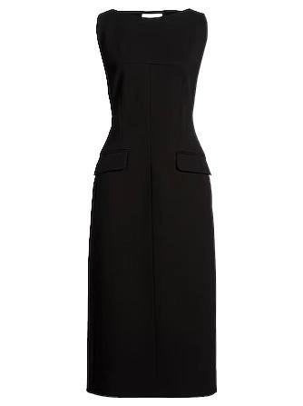 Sportmax Fitted Sleeveless Crewneck Jersey Dress With Flap Pockets And Back Split - Black