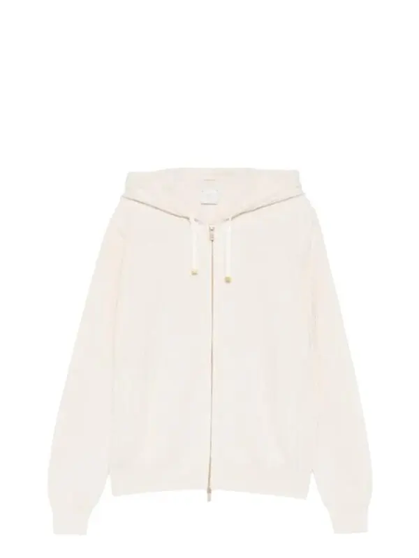 Eleventy Zip Hoodie With Drawstring - White