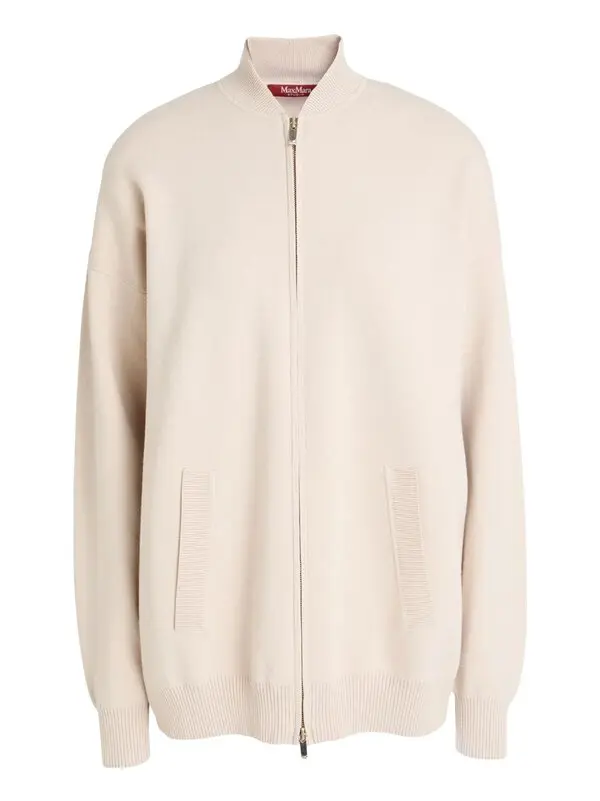 Max Mara Stand-collar Knit Zip-up Jacket - White