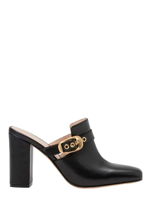 TWINSET Buckle Leather Mules - Black
