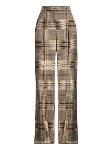 Tory Burch Tartan Pattern Wide-leg Trousers - Brown