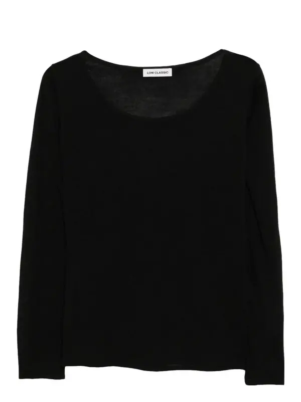 LOW CLASSIC Round Neck Long Sleeve Top - Black