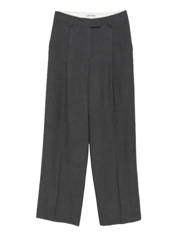 LOW CLASSIC Pleated Wide Leg Trousers - Black