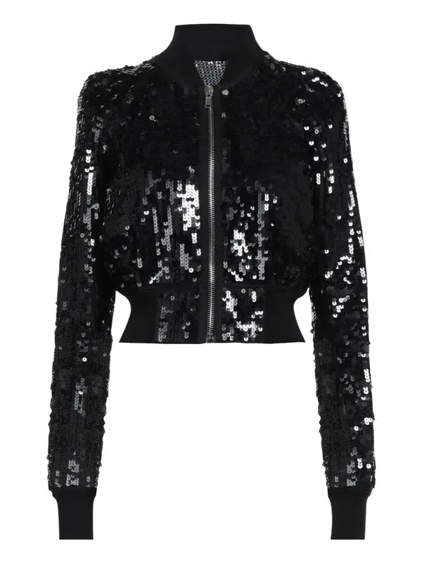 Rick Owens Sequined Baseball Bomber Jacket - Black