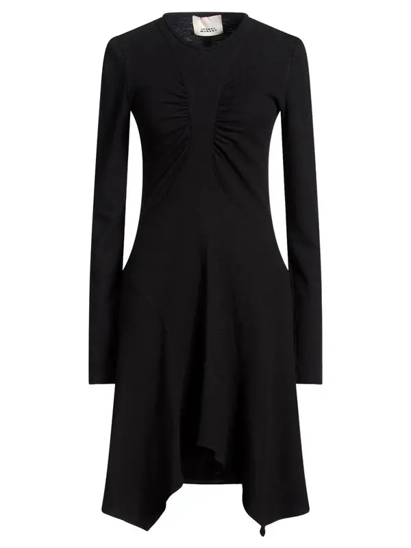 Isabel Marant Étoile Gathered Crewneck Long Sleeve Stretch Midi Dress - Black