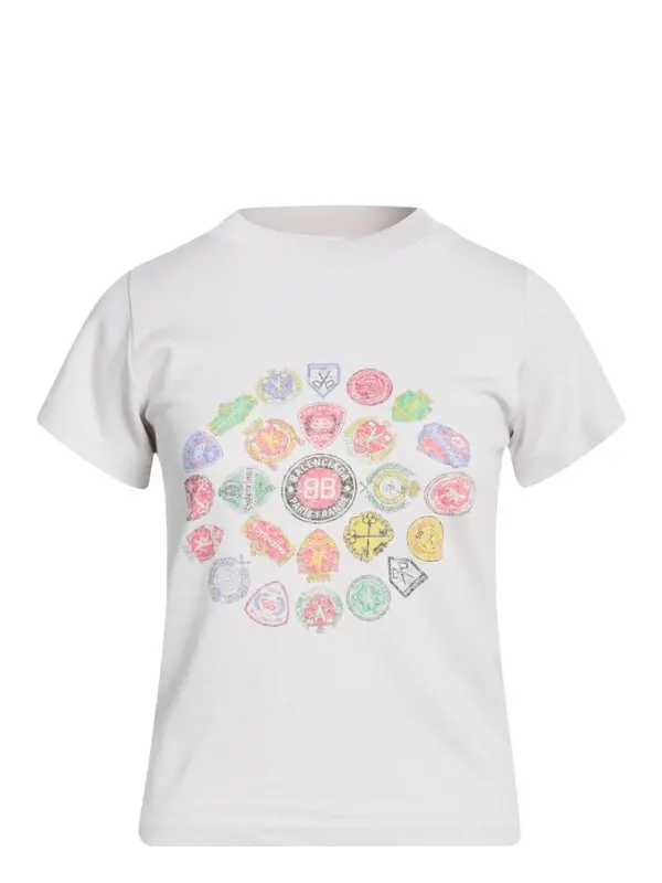 Balenciaga Short Sleeve T-shirt With Badge Print - White