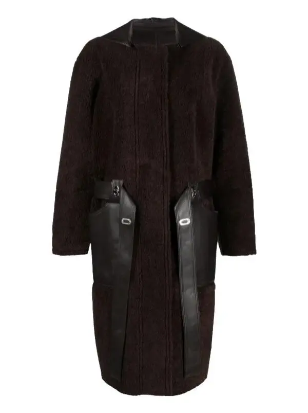 LOW CLASSIC Reversible Faux Fur Lined Zip-up Coat - Black