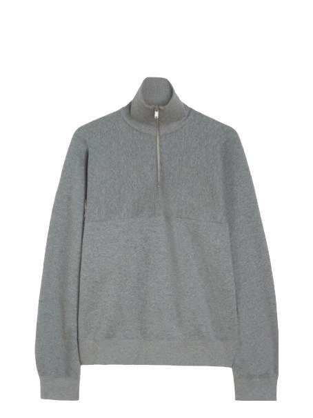 JIL SANDER Cotton Terry High-neck Sweatshirt - Gray