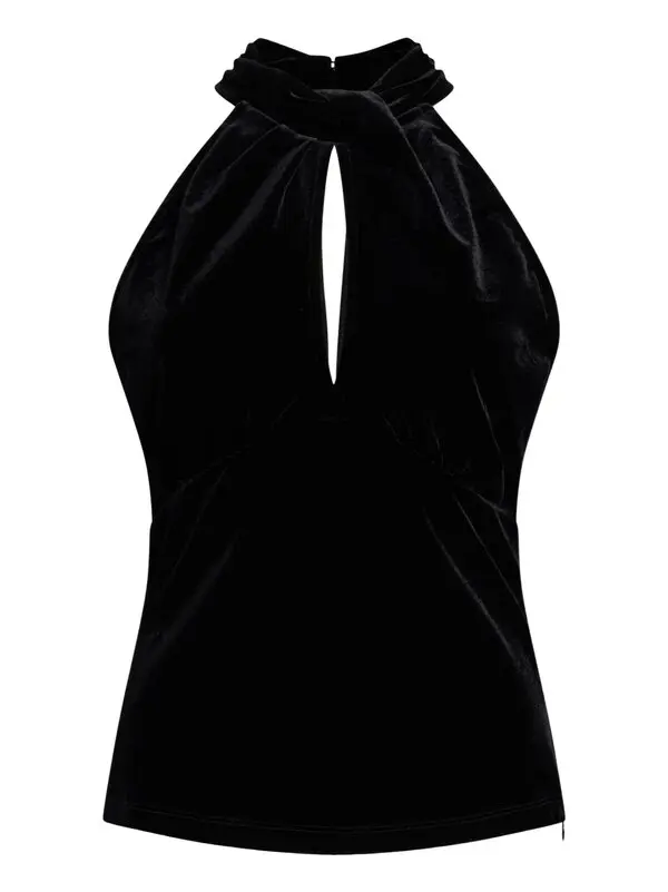 GANNI Halter Neck Sleeveless Knit Top - Black