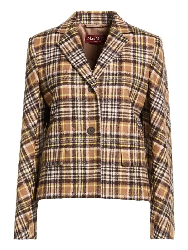 Max Mara Plaid Cropped Blazer - Green