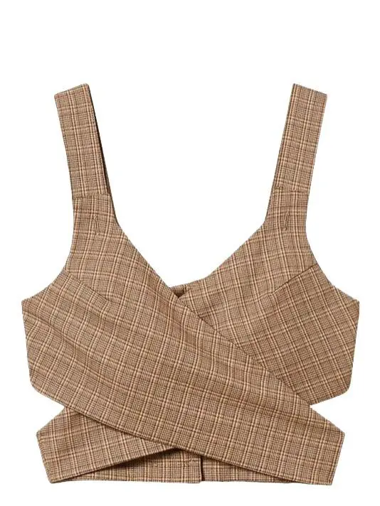 TWINSET Plaid Pattern Cropped Blouse - Brown