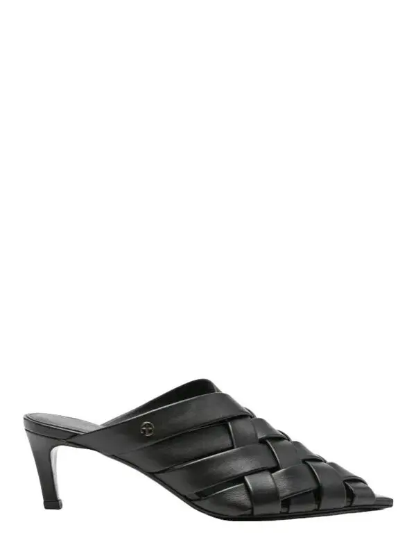 ANINE BING 55mm Eve Woven Leather Mules - Black