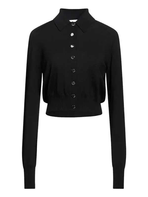 Sportmax Collared Cropped Knit Cardigan - Black