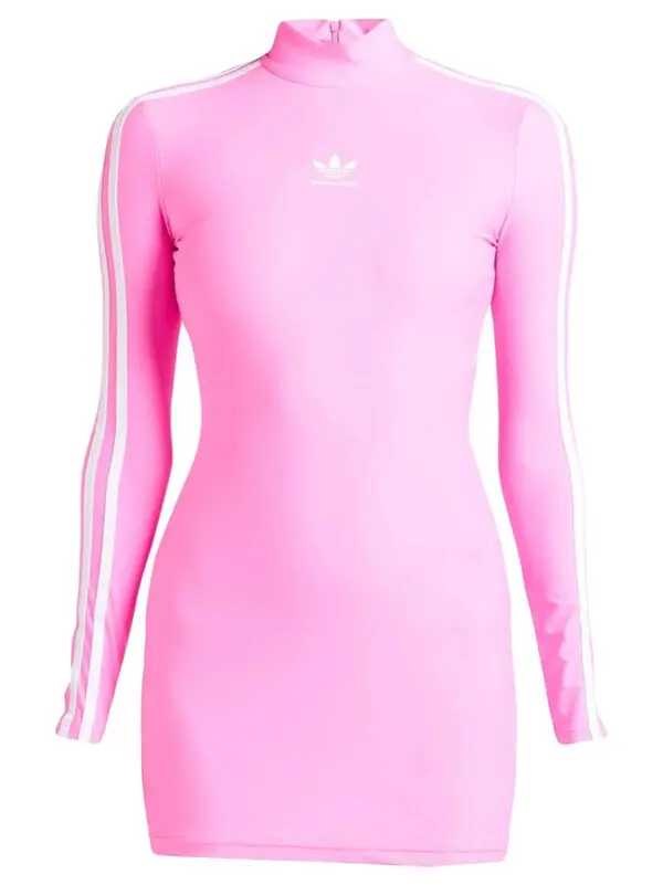 Balenciaga High-neck Long-sleeve Bodycon Mini Dress - Pink