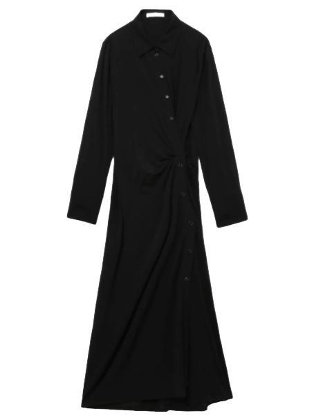 Helmut Lang Twisted Long-sleeve Maxi Shirt Dress - Black