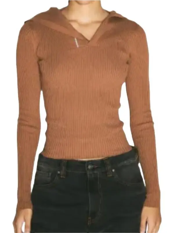 Y/project Ribbed Knit Long Sleeve Top - Brown