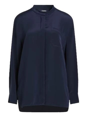 Max Mara Mandarin Collar Crepe Shirt - Black