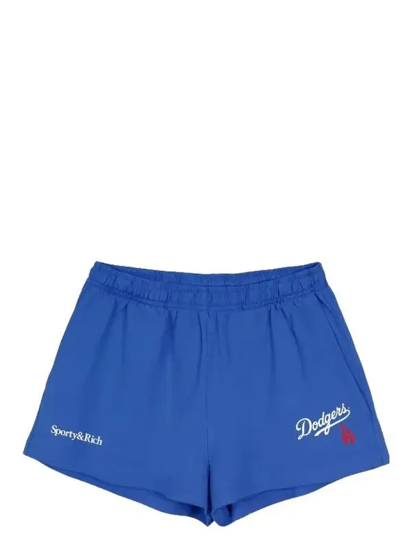 SPORTY  RICH Classic Cotton Shorts With Elastic Waist - Blue