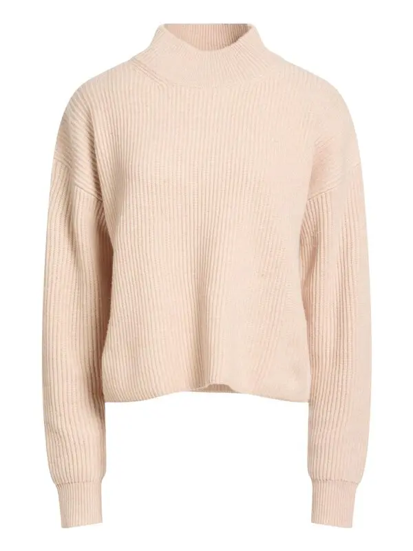 Max Mara Mock Neck Ribbed Knit Sweater - Nude