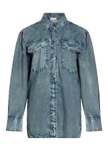 GANNI Classic Denim Shirt - Green