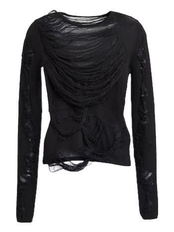 MAISON MARGIELA Solid Color Knit Top - Black