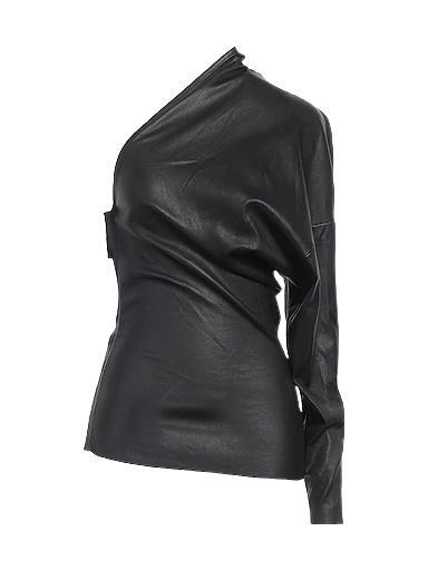 Rick Owens One-shoulder Leather Top - Black