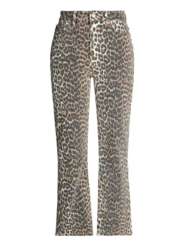 GANNI Leopard-print Straight-leg Jeans - Black